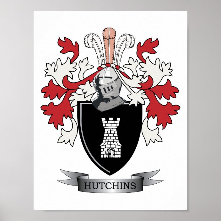Hutchins Family Crest Coat of Arms Poster | Zazzle.com