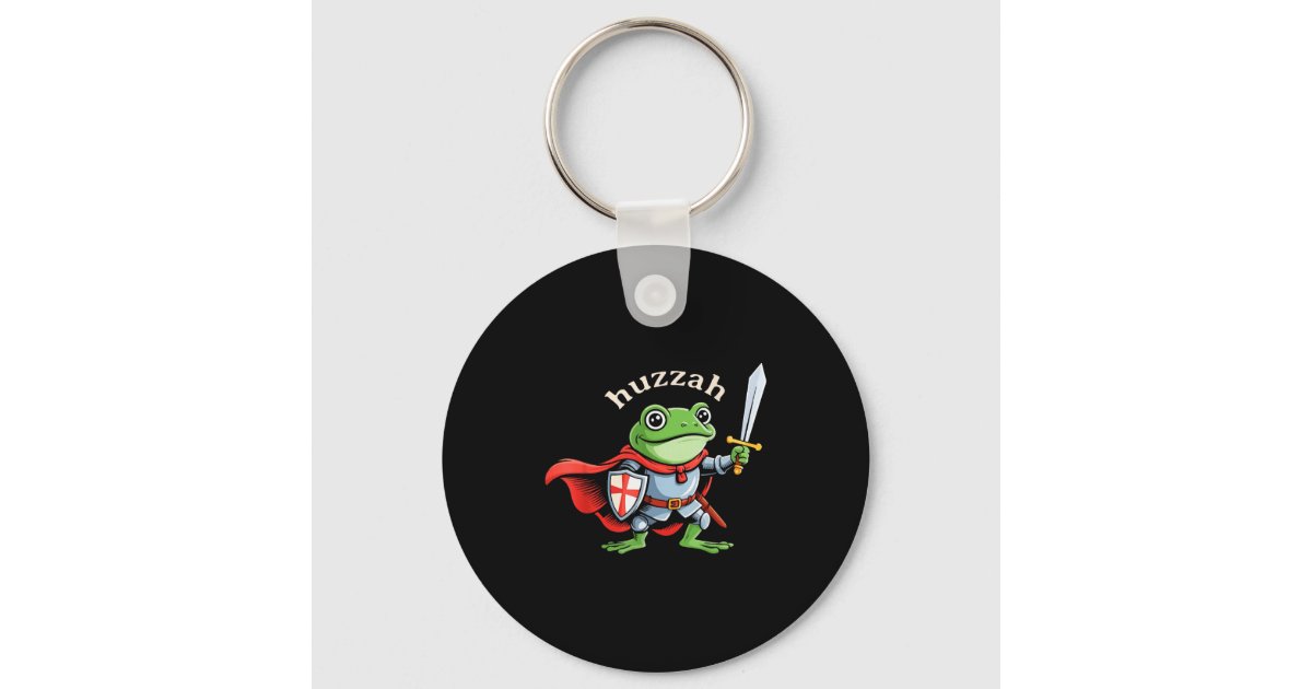Huzzah Frog Knight Funny Sword Meme Quote Medieval Keychain | Zazzle