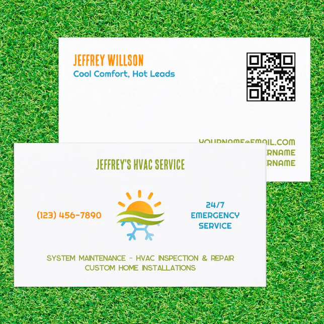 HVAC Air Conditioning Custom QR Business Card | Zazzle