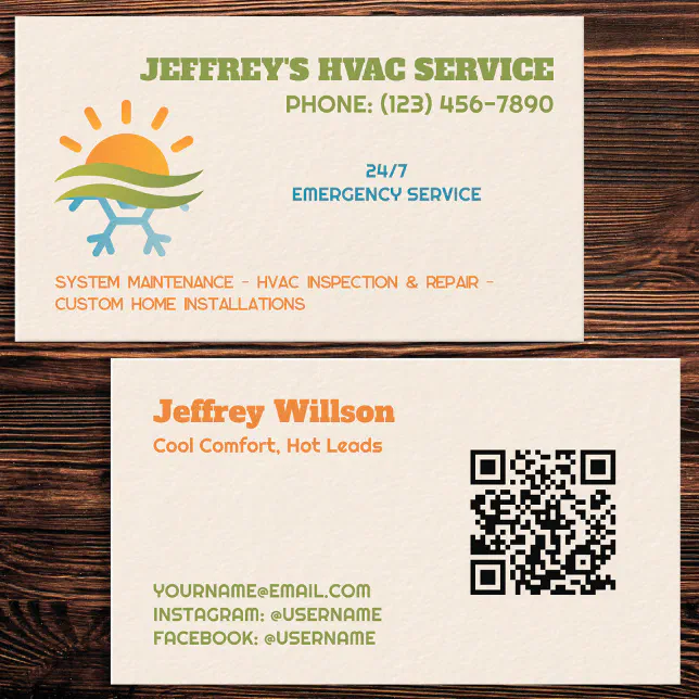 HVAC Custom QR Business Card | Zazzle