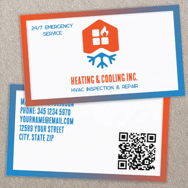 HVAC Heating And Cooling QR Business Card | Zazzle