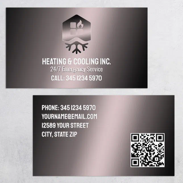 HVAC Heating And Cooling QR Business Card | Zazzle