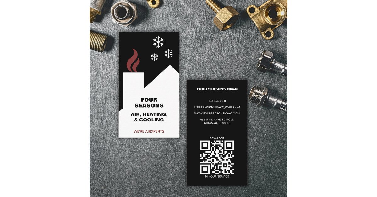 HVAC Heating Cooling Specialists Modern QR code Business Card | Zazzle