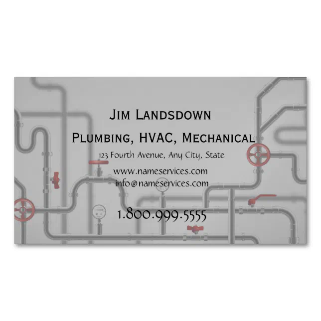 HVAC Mechanical Plumbing Custom Business Card Magnet | Zazzle