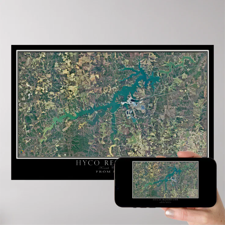 Hyco Lake North Carolina Satellite Poster Map | Zazzle