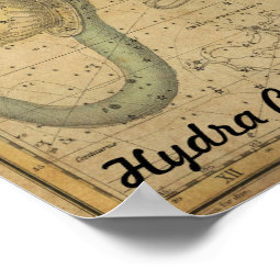 Hydra Constellation Star Map Vintage Astronomy Poster | Zazzle