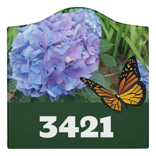 Hydrangea and Butterfly Street Address Door Sign | Zazzle