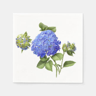 Blue Hydrangea Paper Napkins - Blue Hydrangea Disposable Napkins | Zazzle