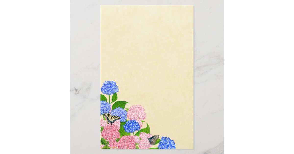 Hydrangea Butterfly Garden Stationery | Zazzle