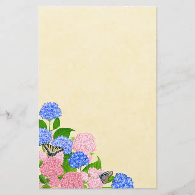 Hydrangea Butterfly Garden Stationery | Zazzle