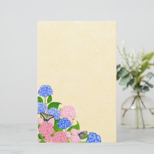 Hydrangea Butterfly Garden Stationery | Zazzle