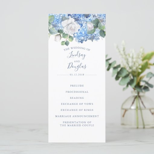 Hydrangea Dusty Blue Garden Wedding Programs | Zazzle