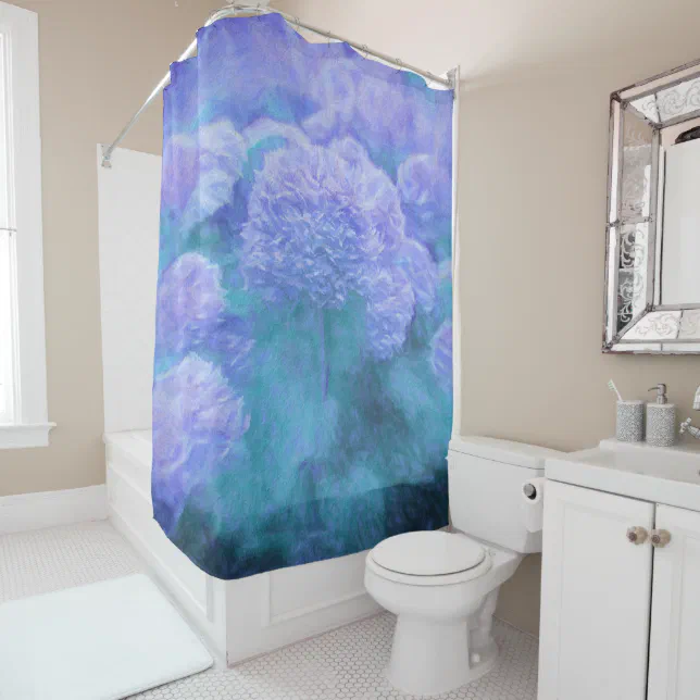 Hydrangea Floral Chic Purple Teal Vintage Shower Curtain | Zazzle