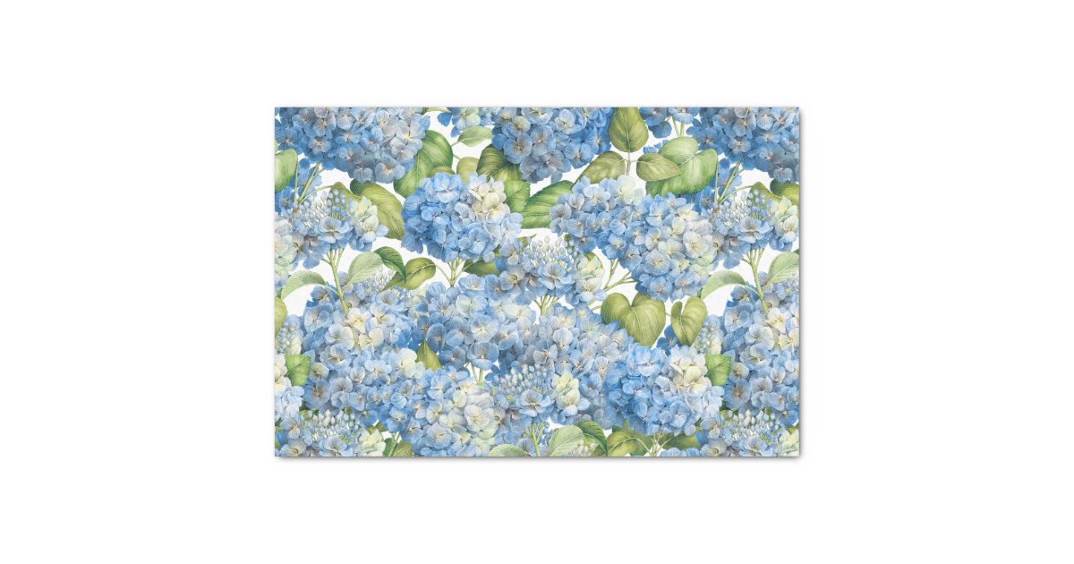 Hydrangea Floral Classic Blue Pattern Tissue Paper | Zazzle