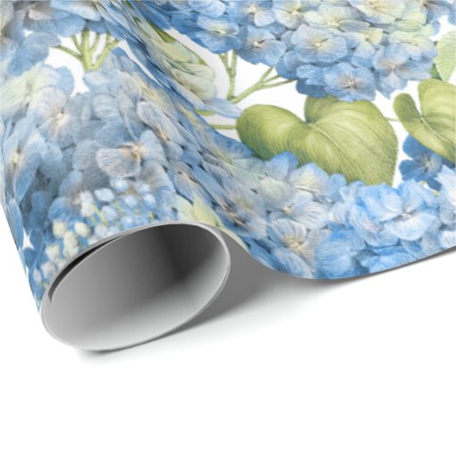 Hydrangea Floral Classic Blue Pattern Wrapping Paper | Zazzle