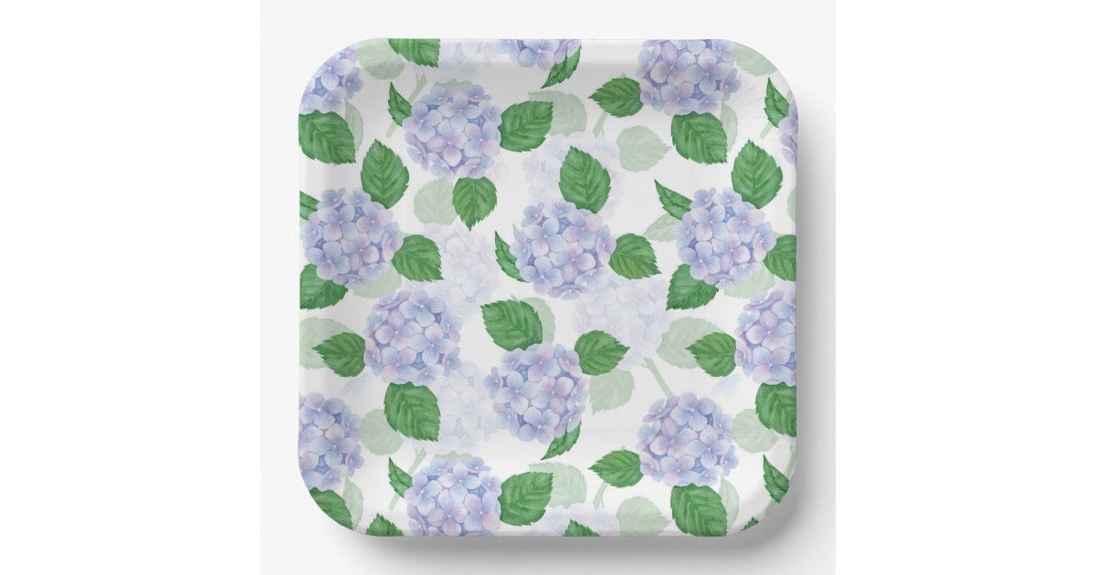 Hydrangea Floral Paper Plates | Zazzle