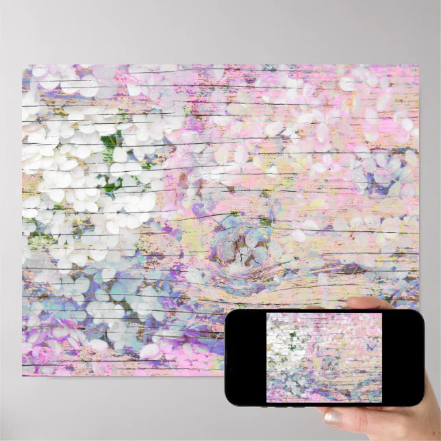Hydrangea Floral Pink Vintage Country Rustic Poster | Zazzle