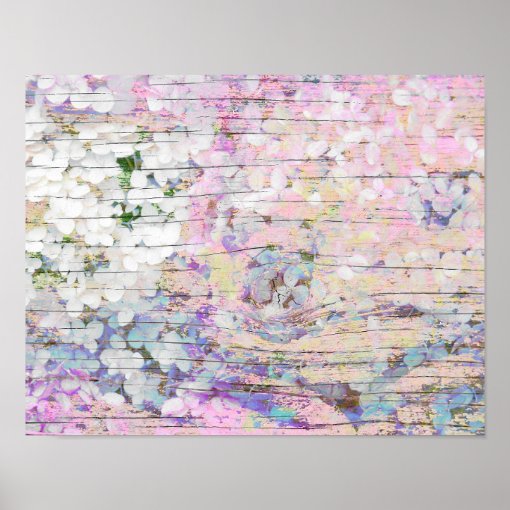 Hydrangea Floral Pink Vintage Country Rustic Poster | Zazzle