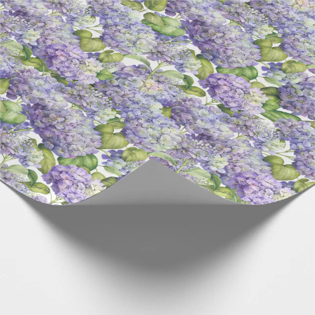 Hydrangea Floral Purple Pattern Wrapping Paper | Zazzle