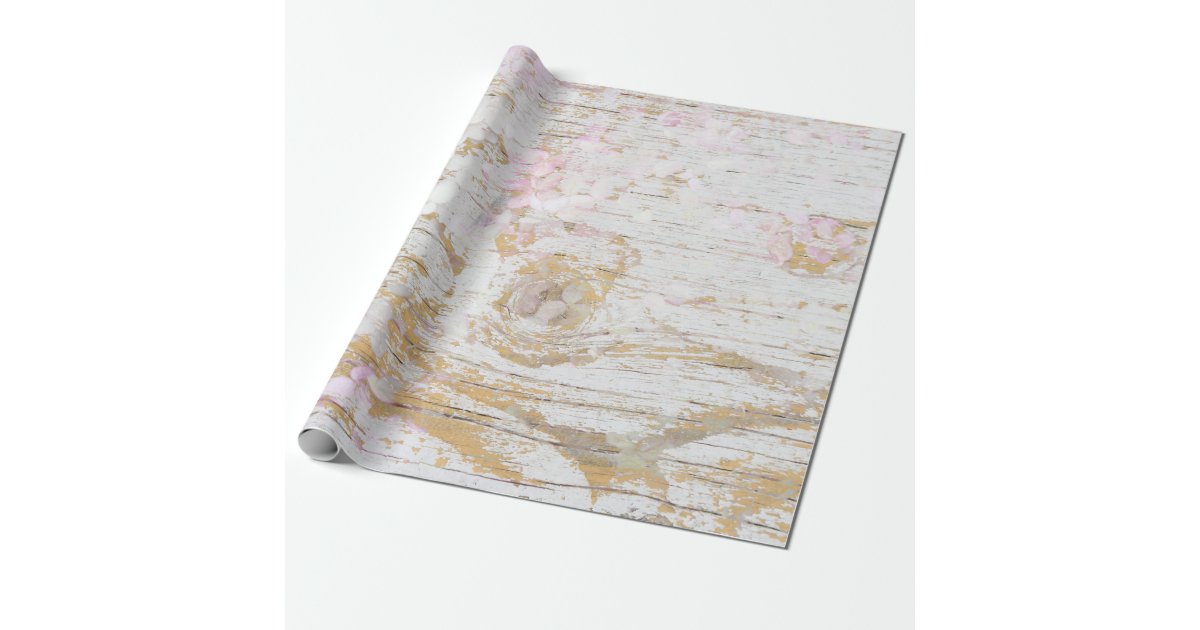 Hydrangea Floral White Distressed Vintage Wood Wrapping Paper | Zazzle