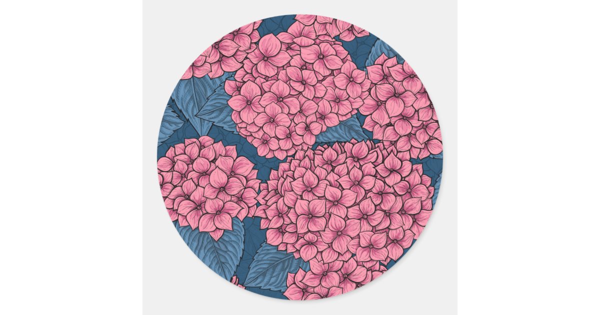 Hydrangea garden classic round sticker | Zazzle