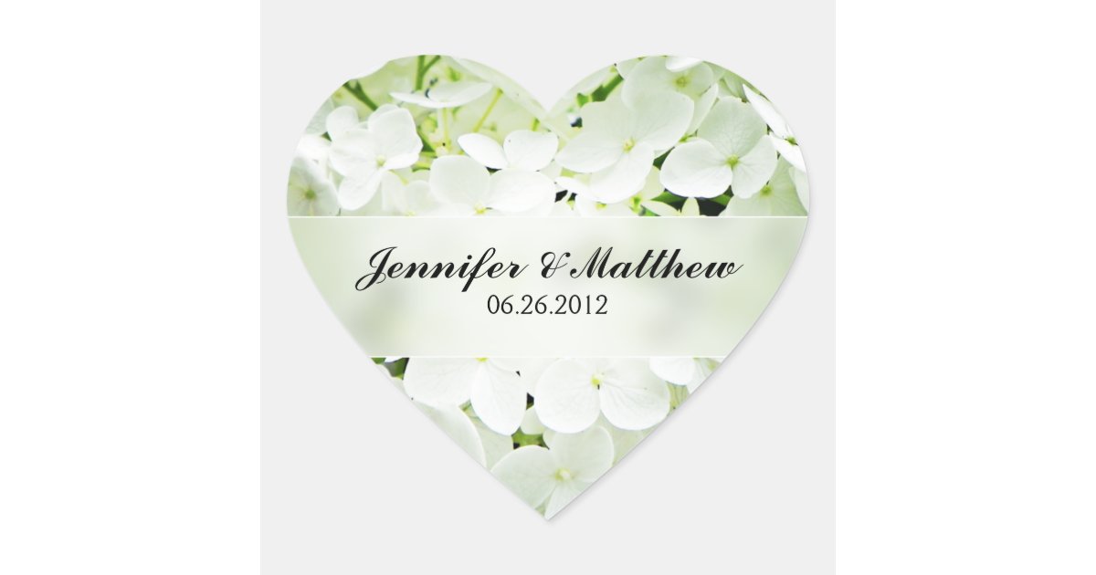 Hydrangea Heart Wedding Sticker | Zazzle