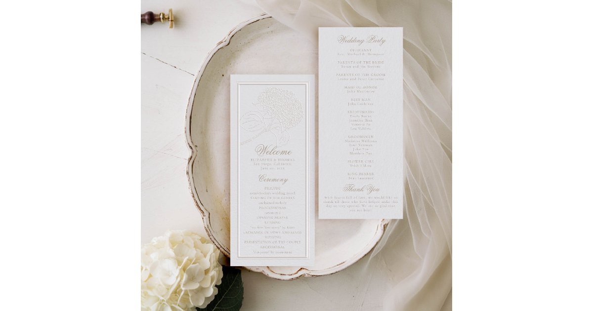 Hydrangea Ivory Elegant Formal Wedding Program | Zazzle