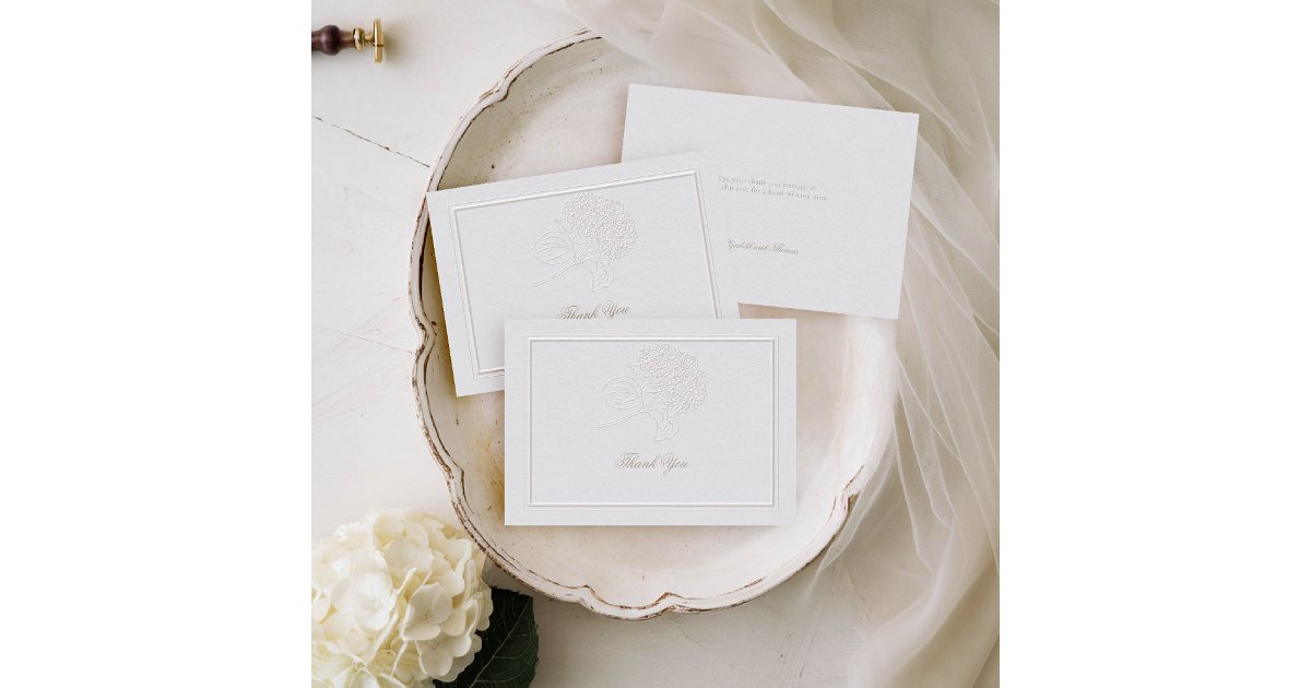 Hydrangea Ivory Formal Elegant Couple Note Wedding Thank You Card | Zazzle