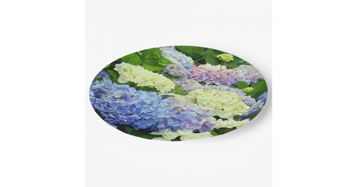 Hydrangea Mix, Floral-Paper Party Plates | Zazzle