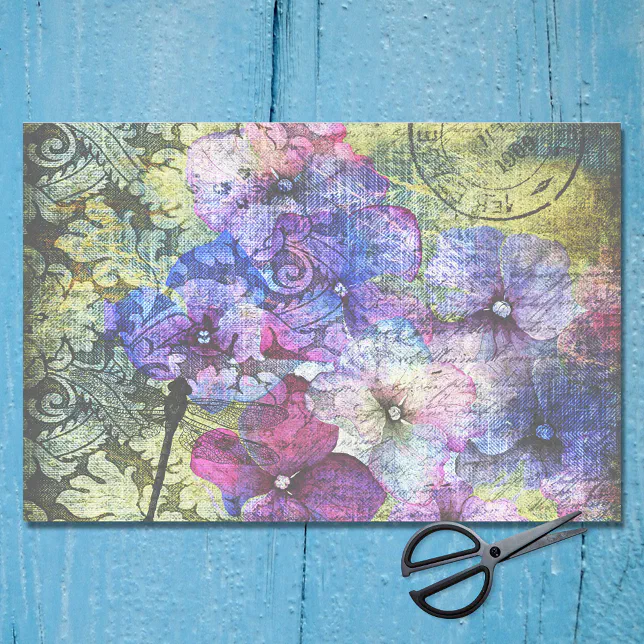 Hydrangea Petals Floral Ephemera Decoupage Tissue Paper | Zazzle
