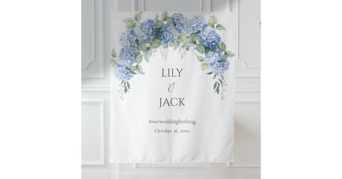 Hydrangea Photo Selfie White Wedding Backdrop | Zazzle