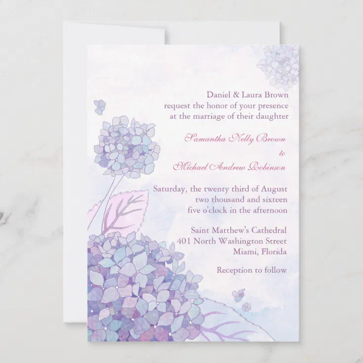 Hydrangea Wedding Invitations | Zazzle