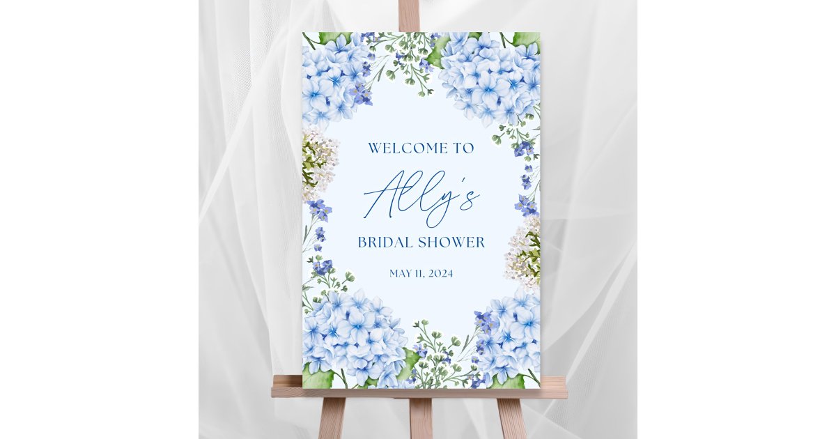 Hydrangea Welcome Sign Hydrangea Theme Flower Blue | Zazzle