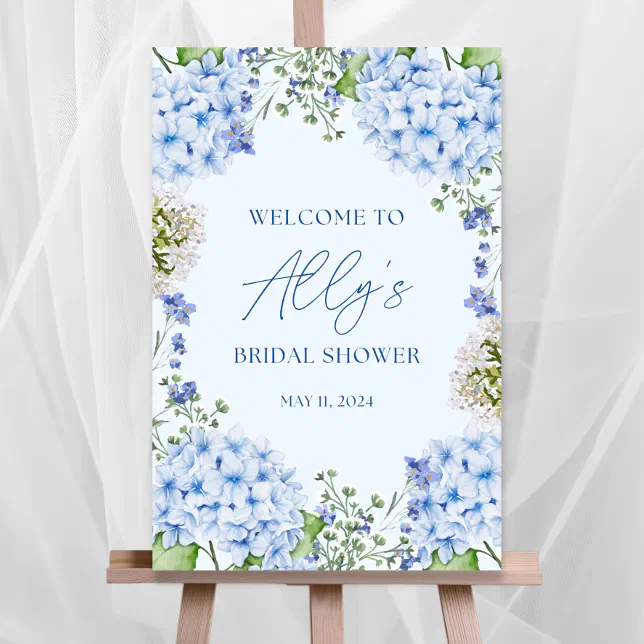 Hydrangea Welcome Sign Hydrangea Theme Flower Blue | Zazzle
