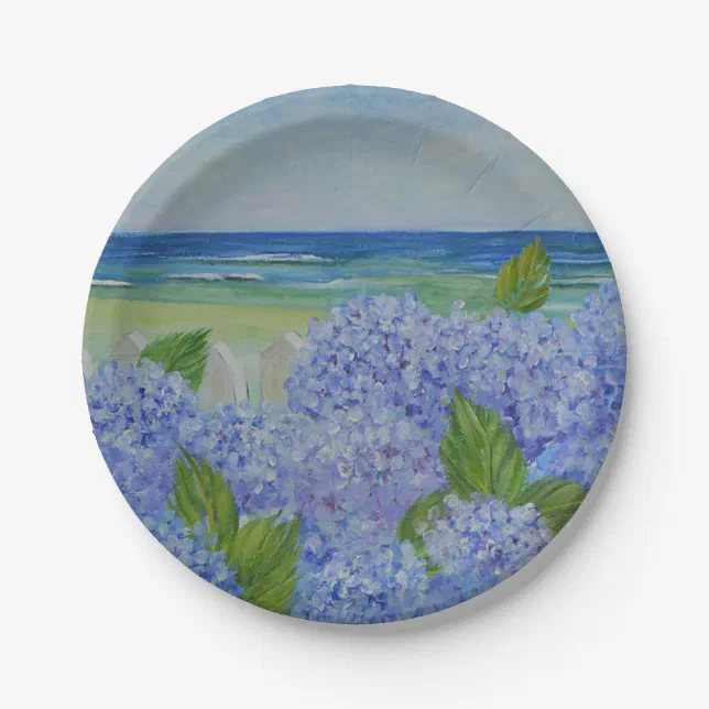Hydrangeas By The Sea Paper Plate | Zazzle