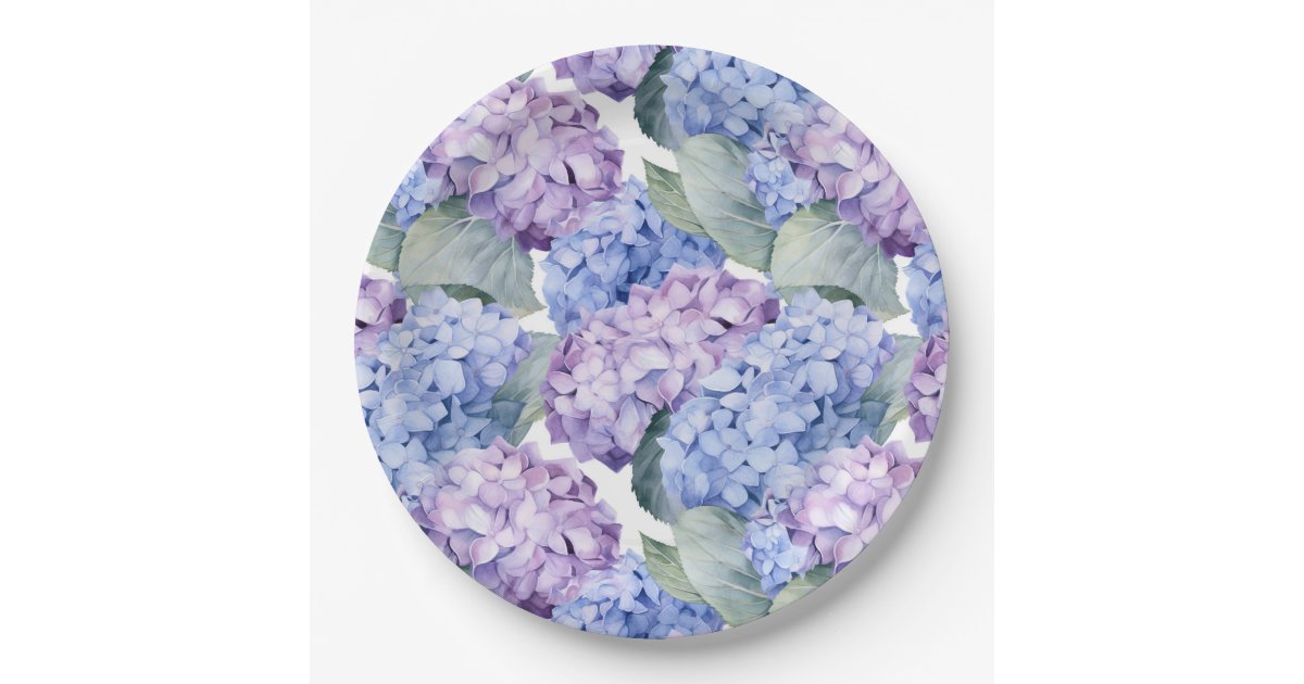Hydrangeas paper plates | Zazzle