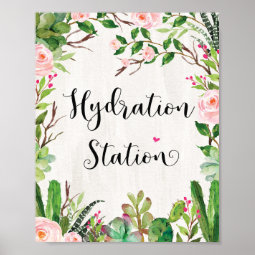 Hydration Station Drink Sign Floral Fiesta Shower | Zazzle