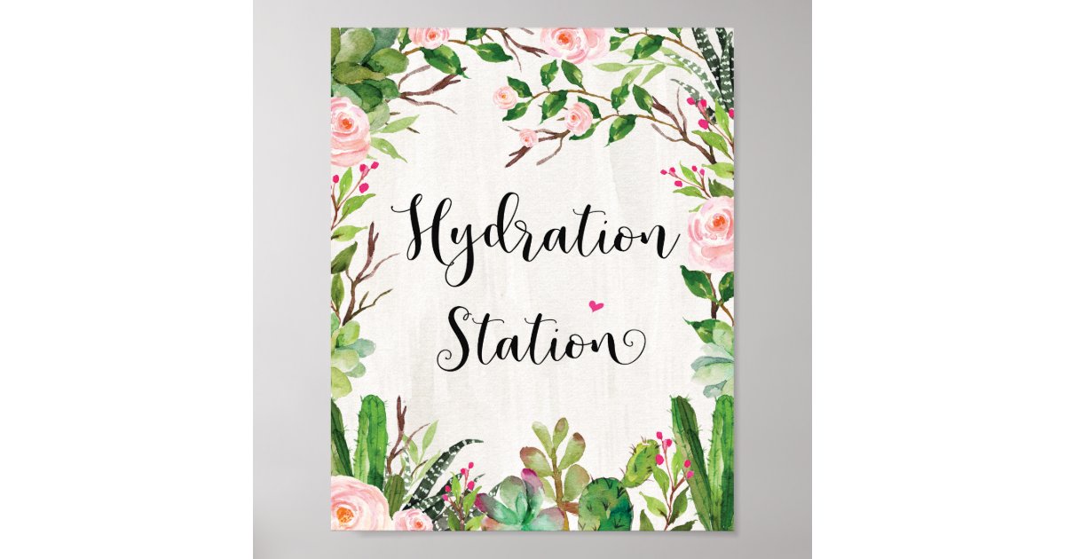 Hydration Station Drink Sign Floral Fiesta Shower | Zazzle