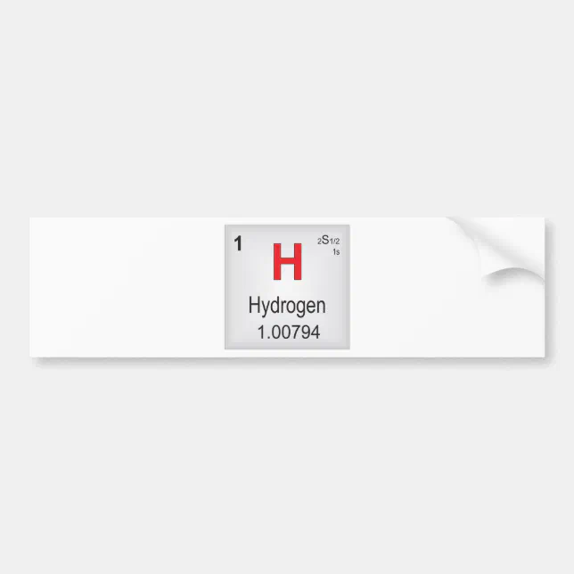 Hydrogen Individual Element of the Periodic Table Bumper Sticker | Zazzle