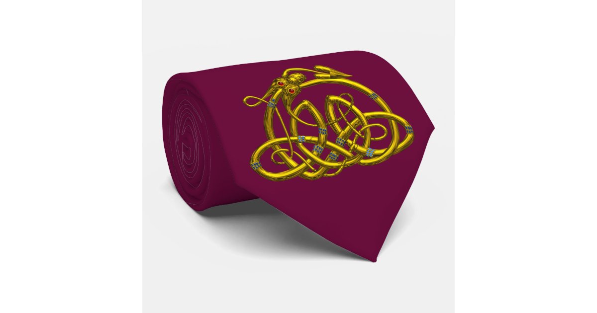 HYPER DRAGON ,Gold Red Celtic Knots Neck Tie | Zazzle