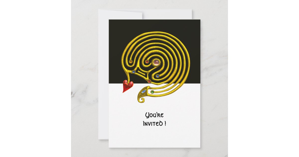 HYPER LABYRINTH , black and white Invitation | Zazzle
