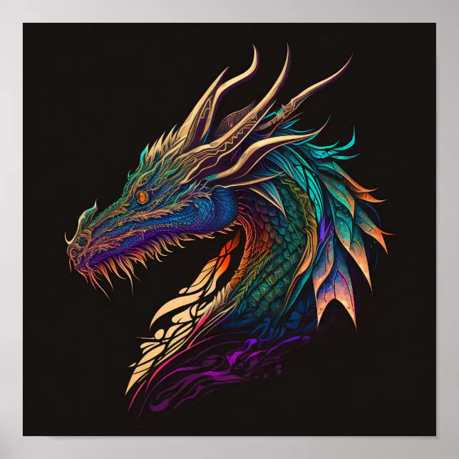 Hyper Realistic Dragon Digital Art Poster | Zazzle