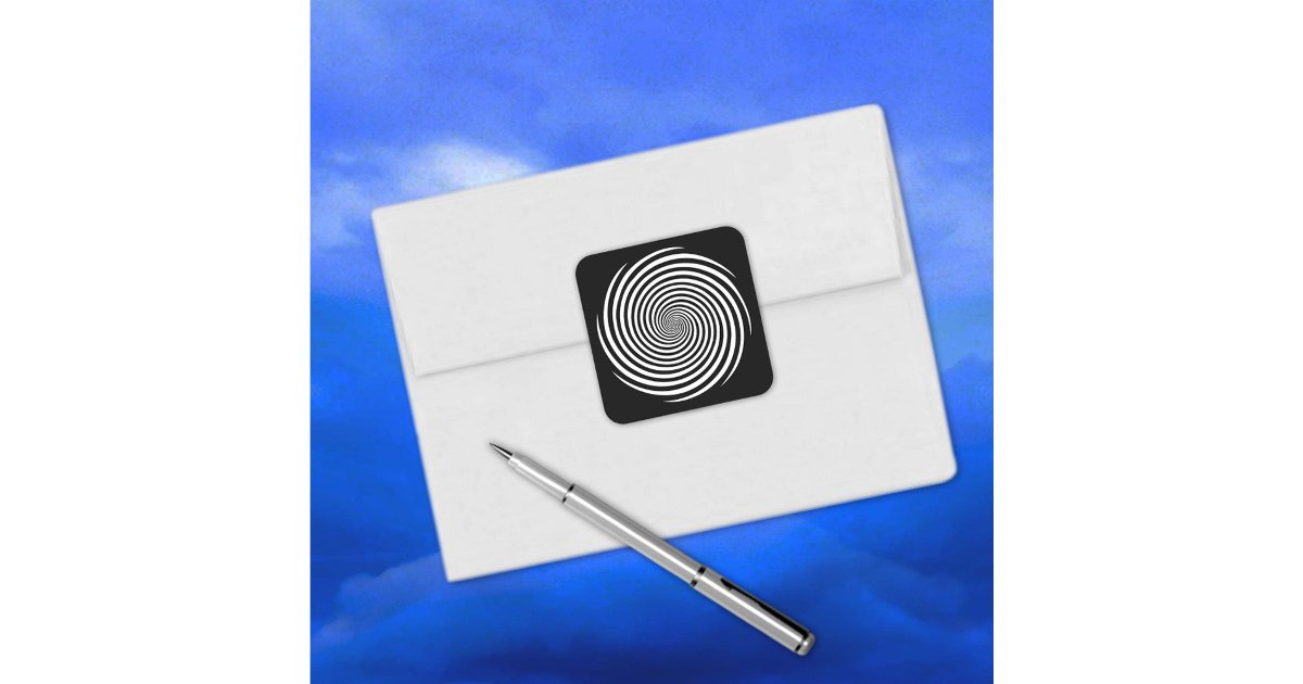 Hypnosis Spiral Stickers, Black Background Square Sticker | Zazzle