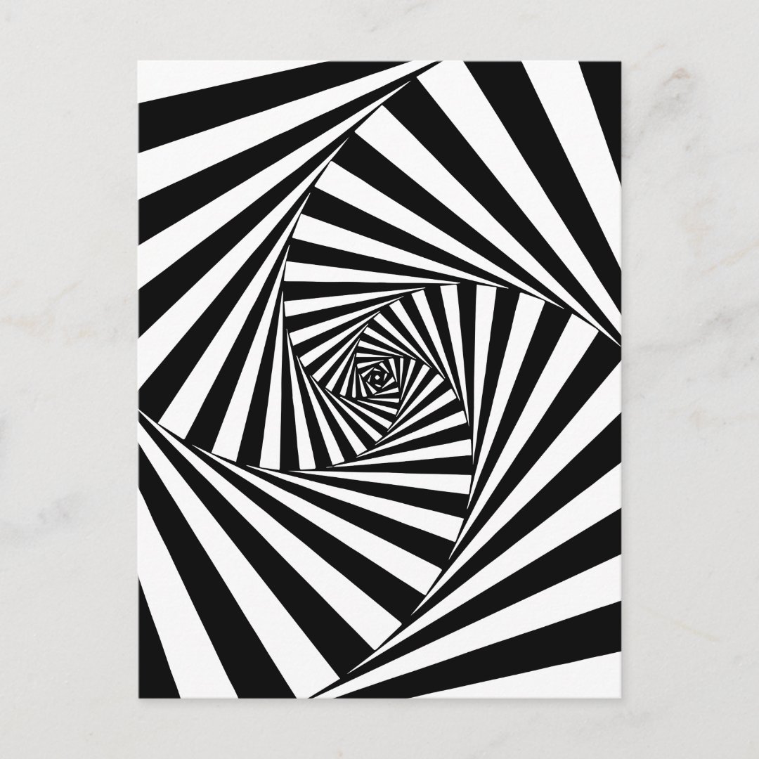 Hypnotic Black and White Pattern Postcard | Zazzle