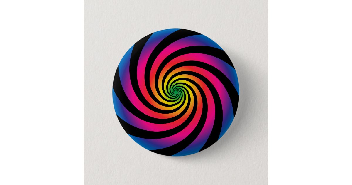 HYPNOTIC DISC Mesmerizing Neon Color Vortex Spiral Pinback Button | Zazzle