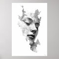 Hypnotic Lines: Intricate Monochrome Face Portrait Poster | Zazzle