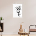 Hypnotic Lines: Intricate Monochrome Face Portrait Poster | Zazzle