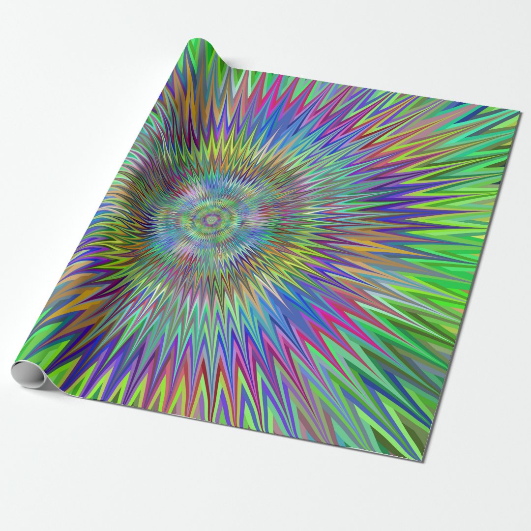 Hypnotic Star Burst Fractal Wrapping Paper | Zazzle