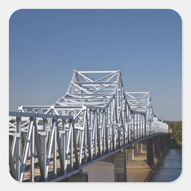 I-20 Highway bridge across Mississippi River, Square Sticker | Zazzle