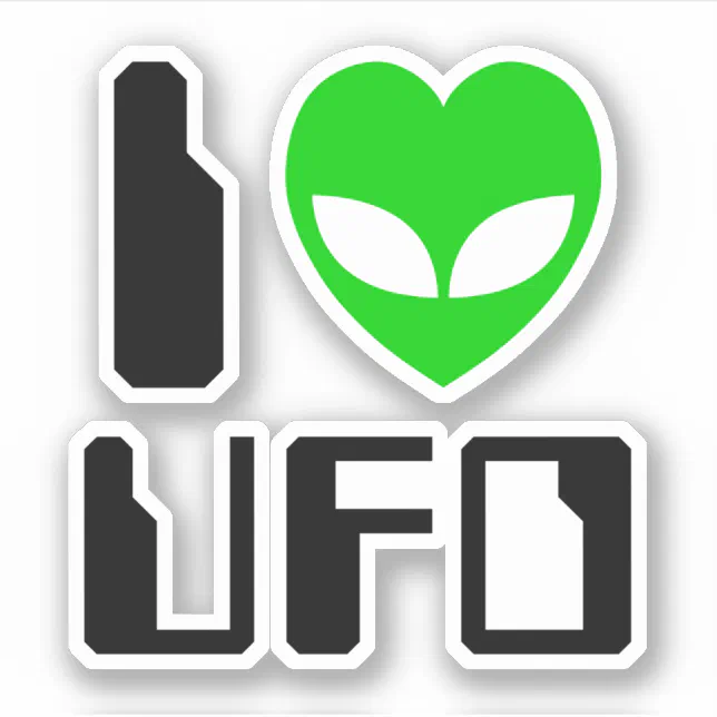 I Alien Heart UFO Sticker | Zazzle